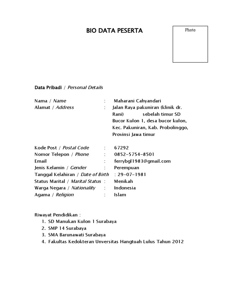 Form Cv Pdf