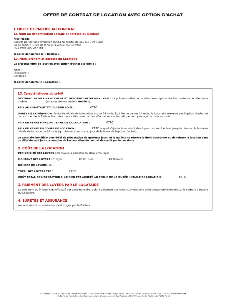 Offre Contrat Loa | PDF | Leasing | Location