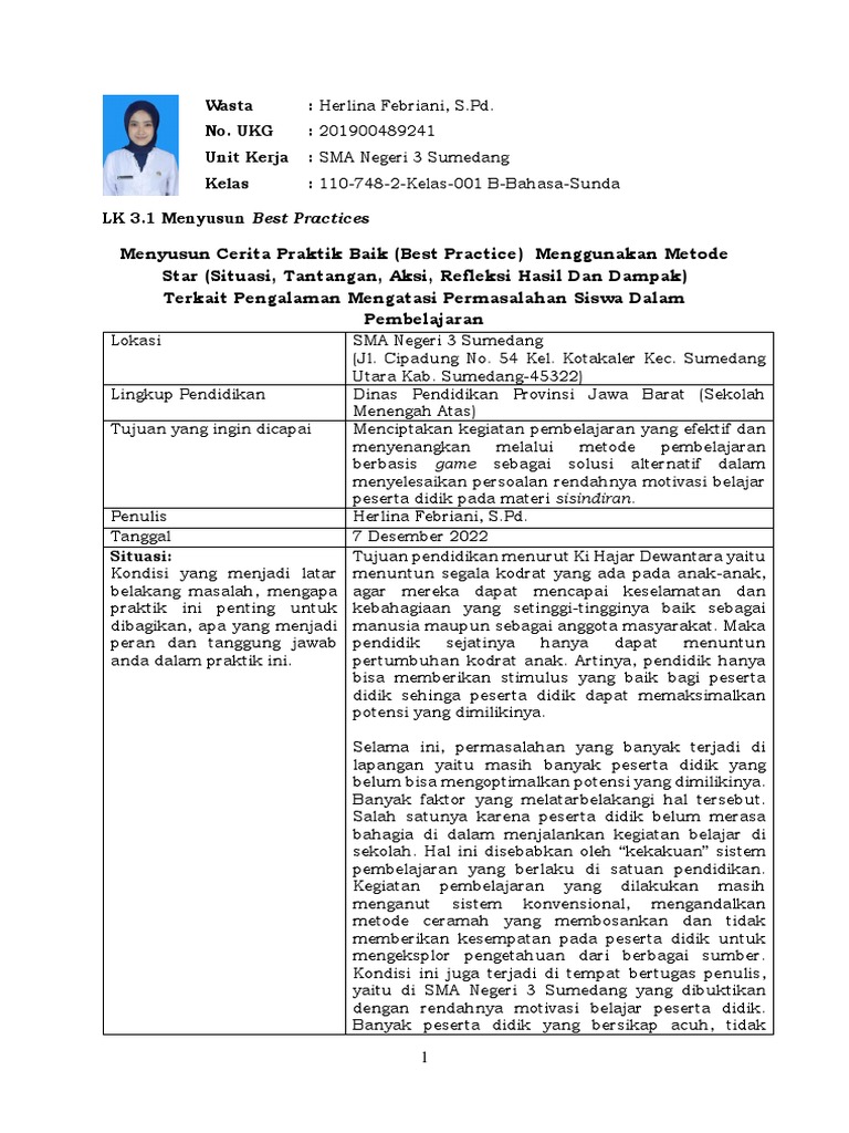 Best Practice PPG Daljab Kategori 2 Herlina Febriani | PDF
