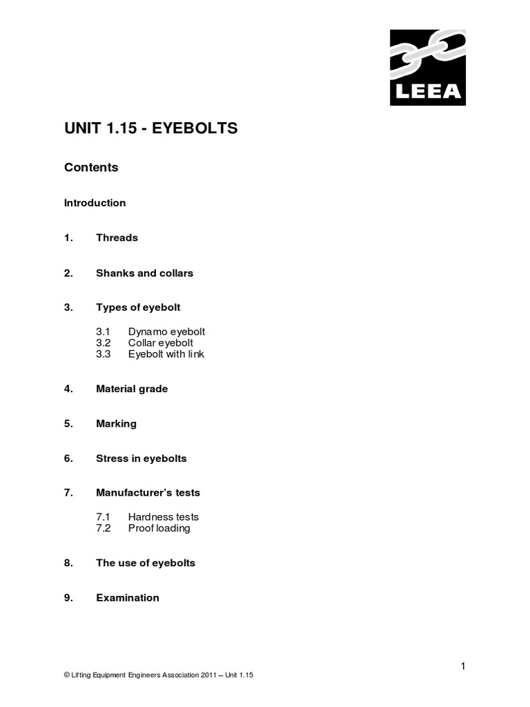 2011 - 1.15 Eye Bolts | PDF | Screw | Metalworking