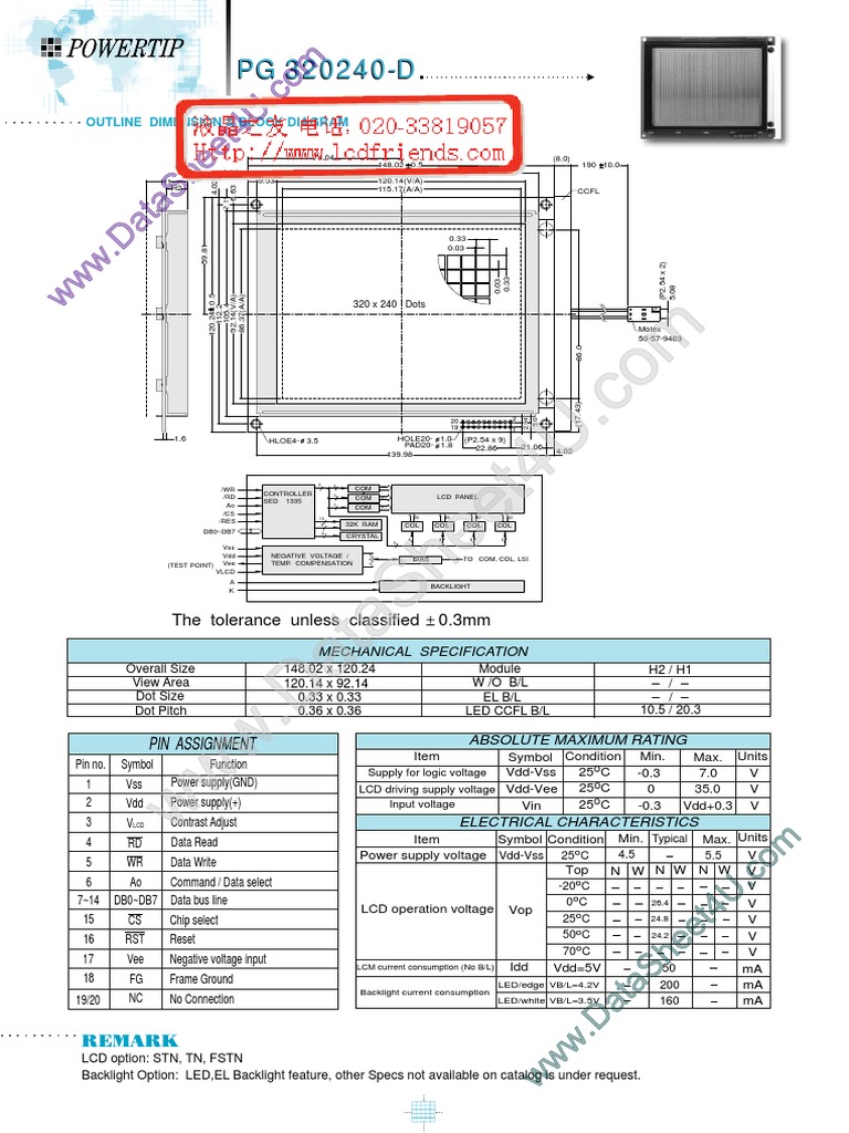 pg320240d POWERTIP | PDF | Liquid Crystal Display | Backlight
