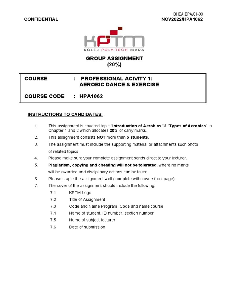 Guidelines Assignment 1 - Aerobic Dance | PDF | Text | Typography