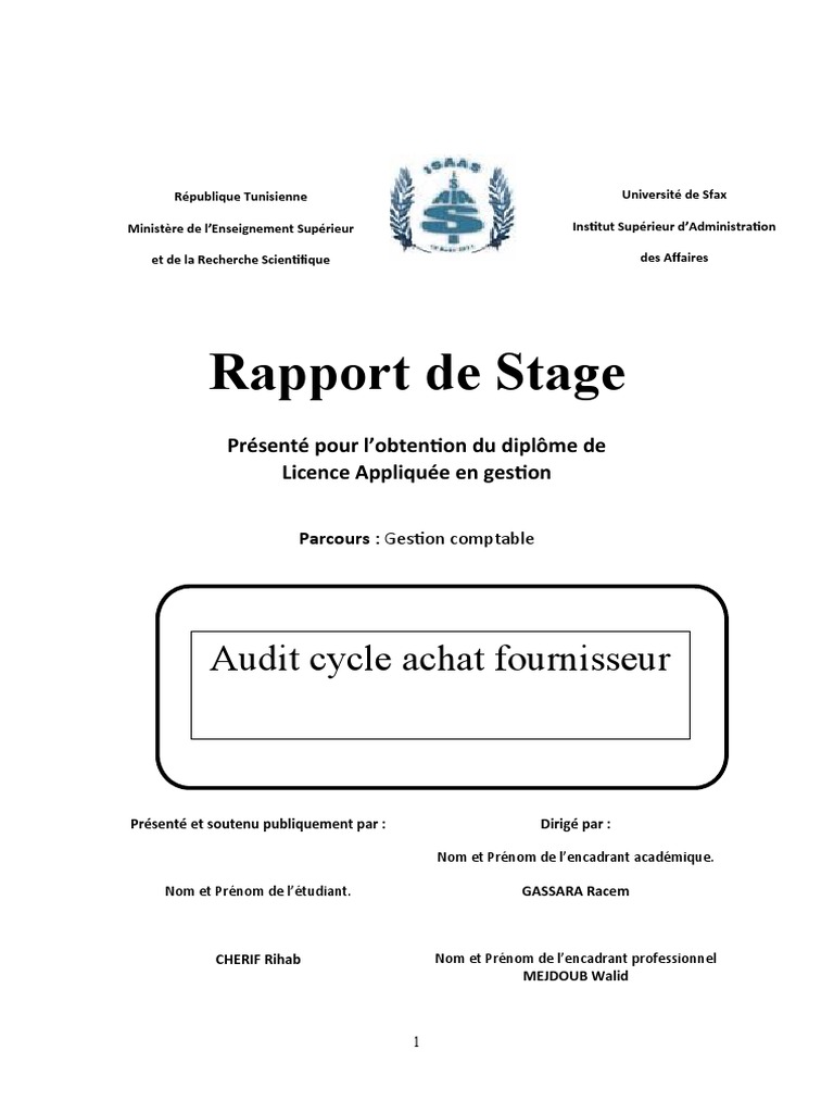 Audit du Cycle Achat Fournisseur | PDF | Évolution de carrière