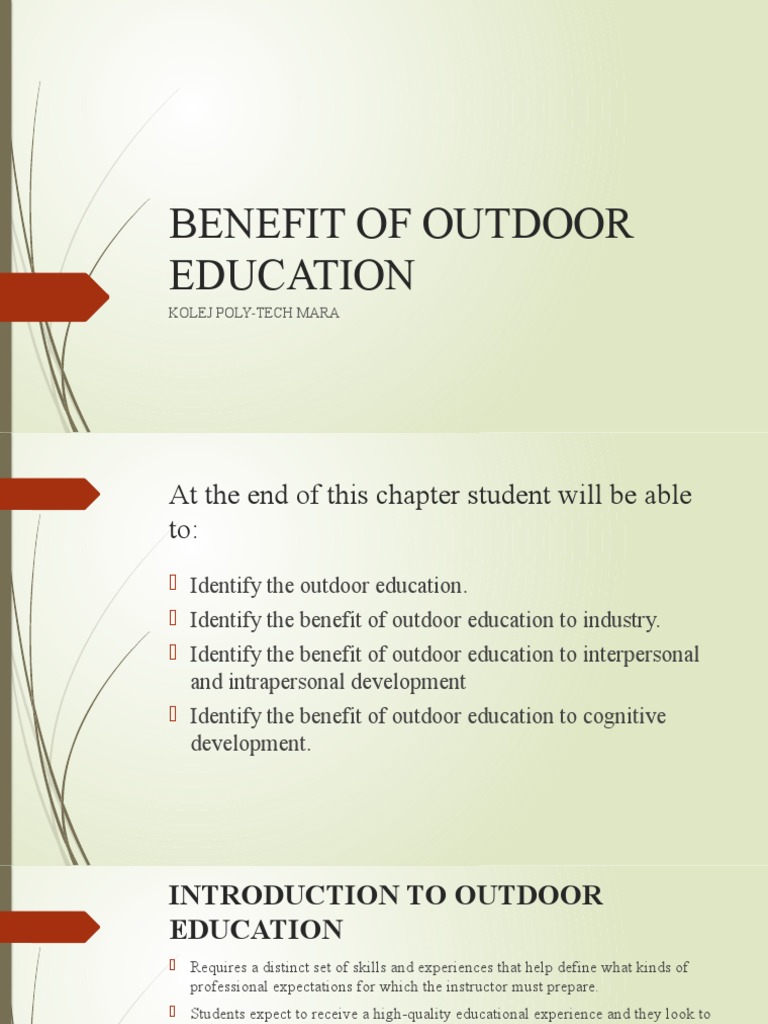 Chapter 2 - Benefit of Outdoor Education | PDF | Learning | Attitude ...