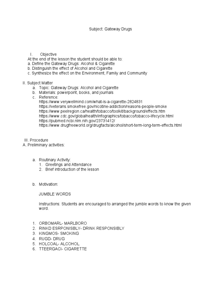 Semi Detailed Lesson Plan | PDF | Tobacco Smoking | Addiction