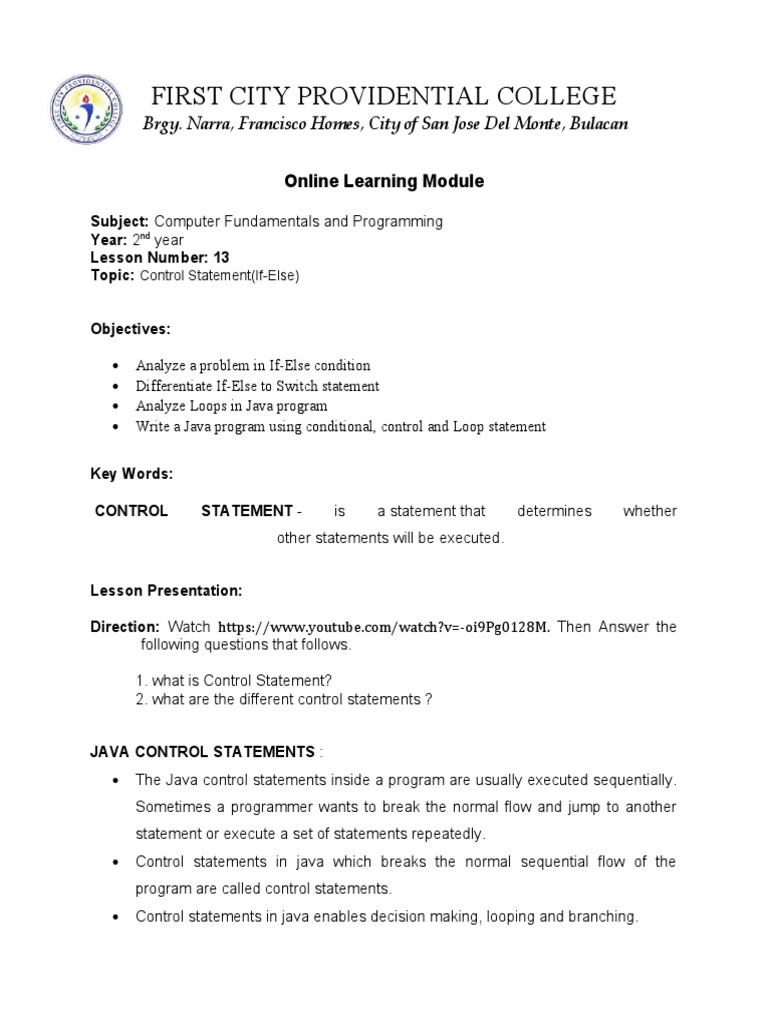 Com Eng Module13 Pdf Control Flow Computer Programming 7994