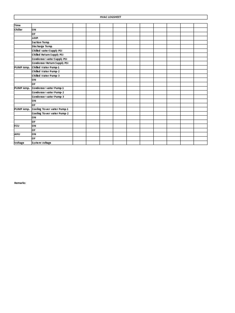 Logsheet Chiller | PDF