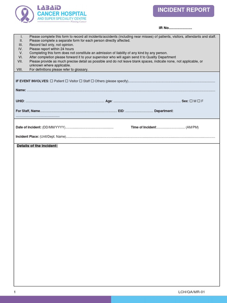 Qa-01. Incident Reporting | PDF | Hospital | Death
