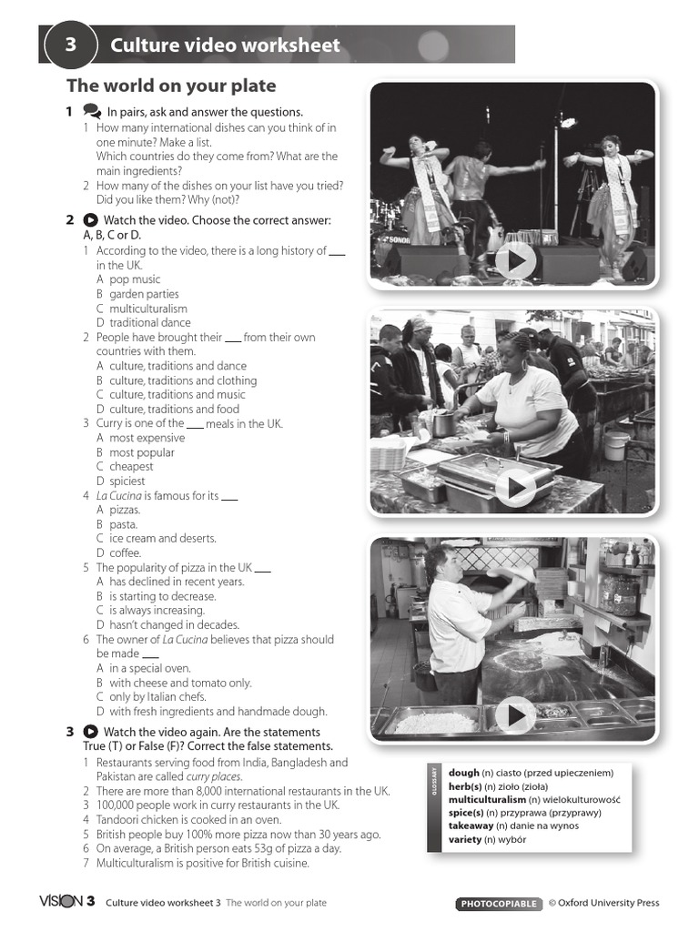 Vision L3 U3 Culture Video Ws | PDF | Pudding | British Cuisine