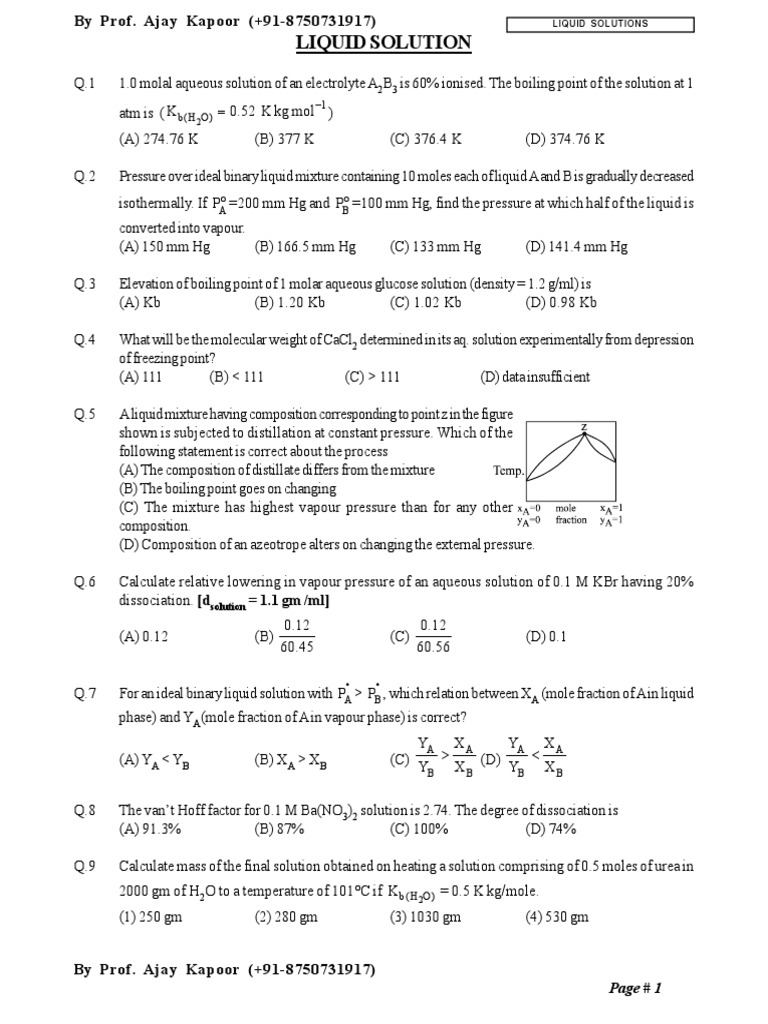 Assignment Solution Adv Single Correct | PDF | Solubility | Thermodynamics