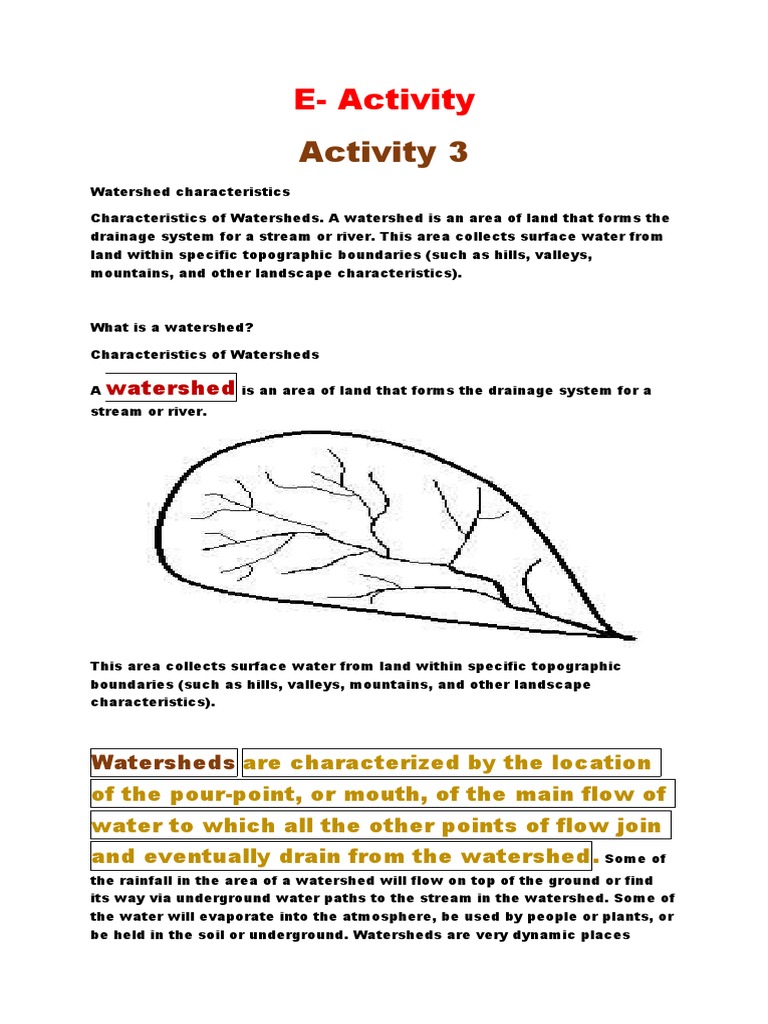 E Activity Watershed Characteristics | PDF | Surface Runoff | Drainage ...