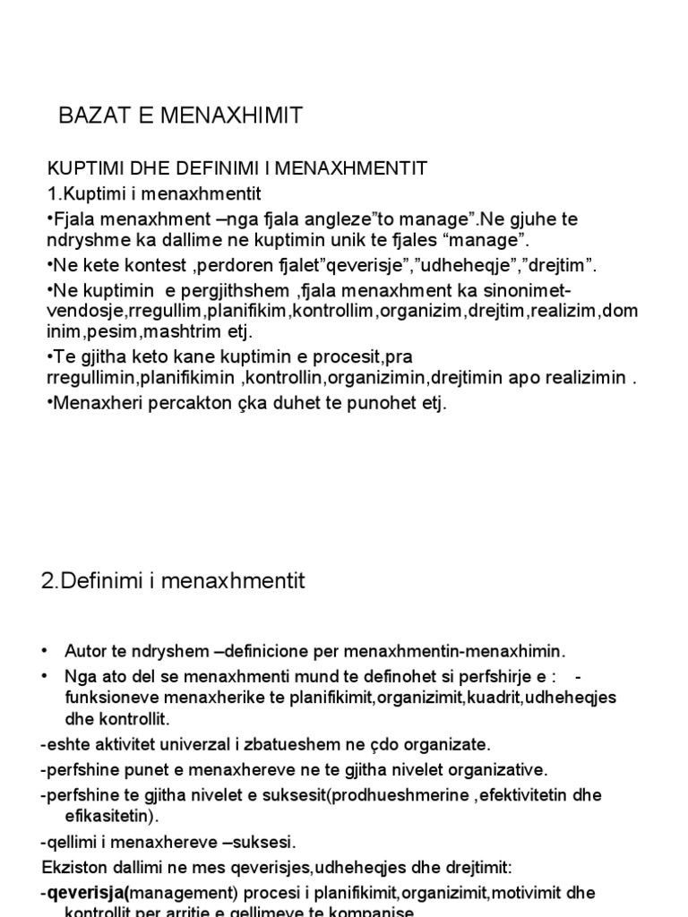 Bazat e Menaxhimit | PDF