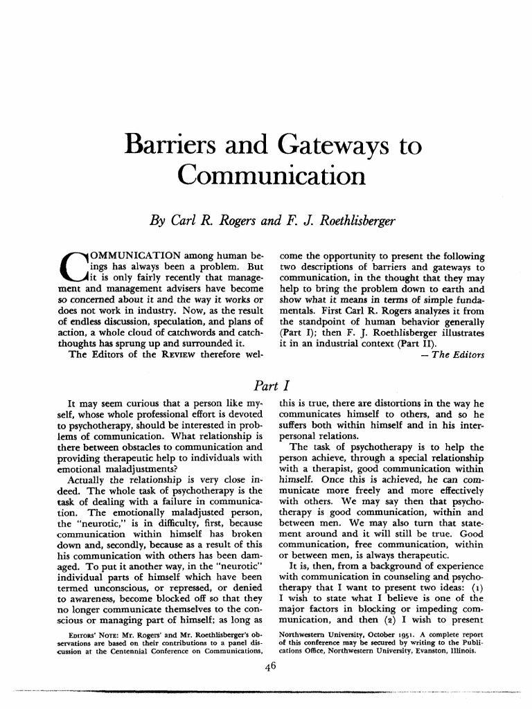 HBR Barriers and Gateways To Communication 1952 | PDF | Communication ...