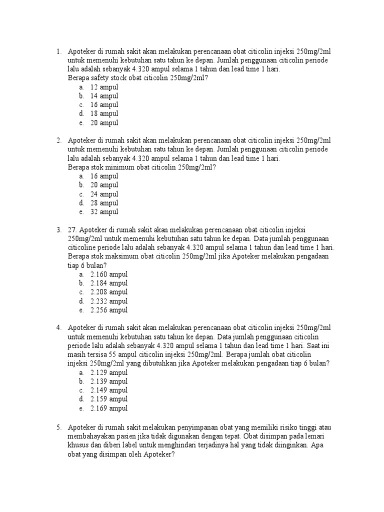 Soal CBT Pengelolaan Obat New 2 | PDF | Sains & Matematika