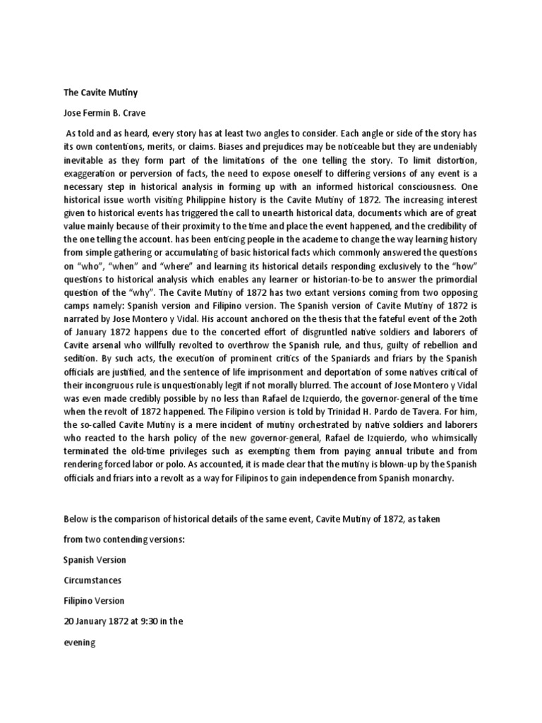 Cavite Mutiny of 1872: Two Perspectives | PDF | Politics
