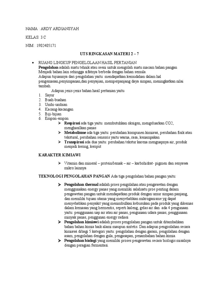 Uts MK - Peng.hasil Pertanian | PDF
