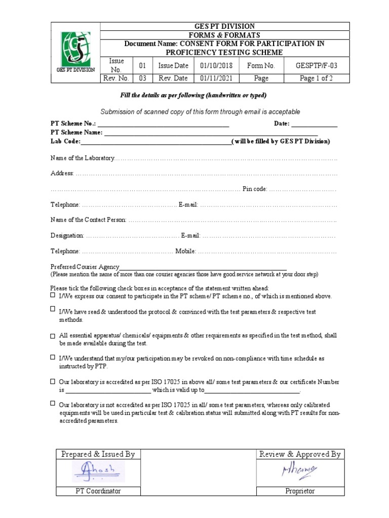 Form-03 Consent Form | PDF