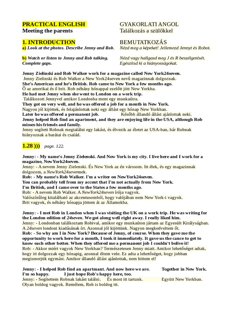 1b Practical English - Meeting The Parents | PDF