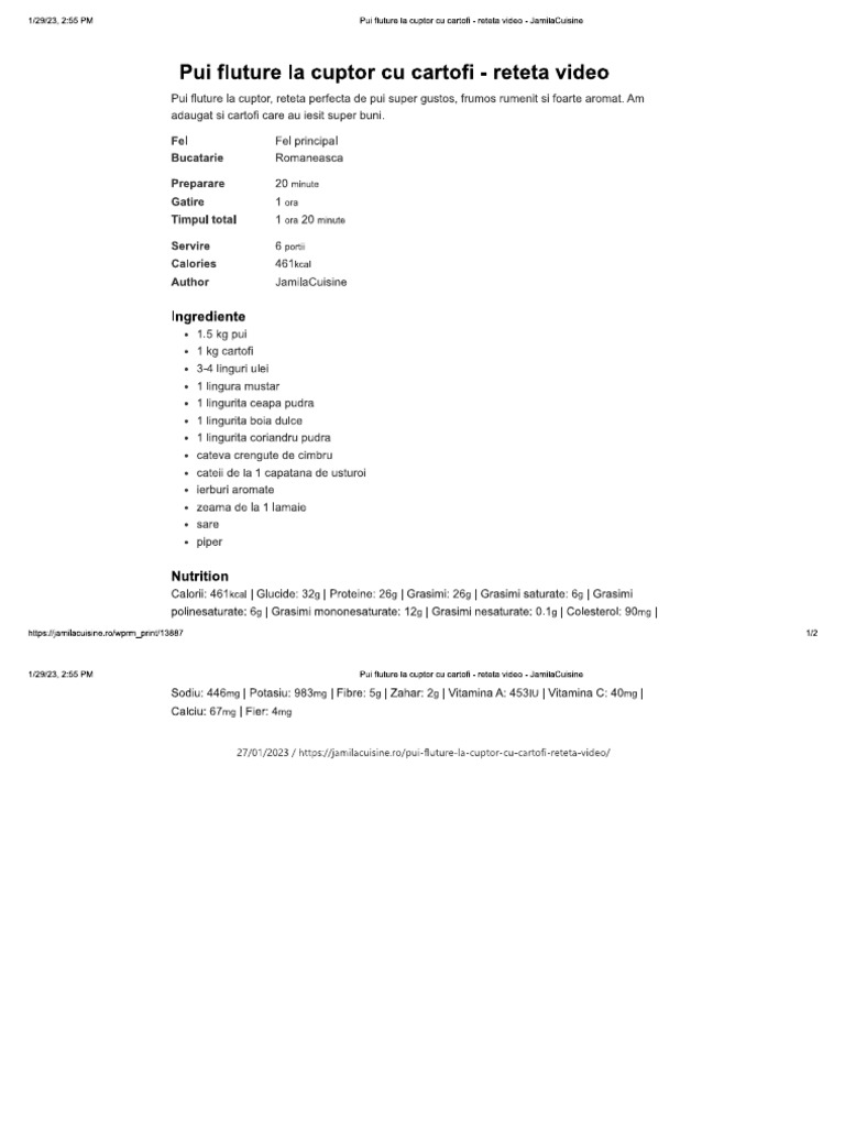 Pui Fluture La Cuptor | PDF