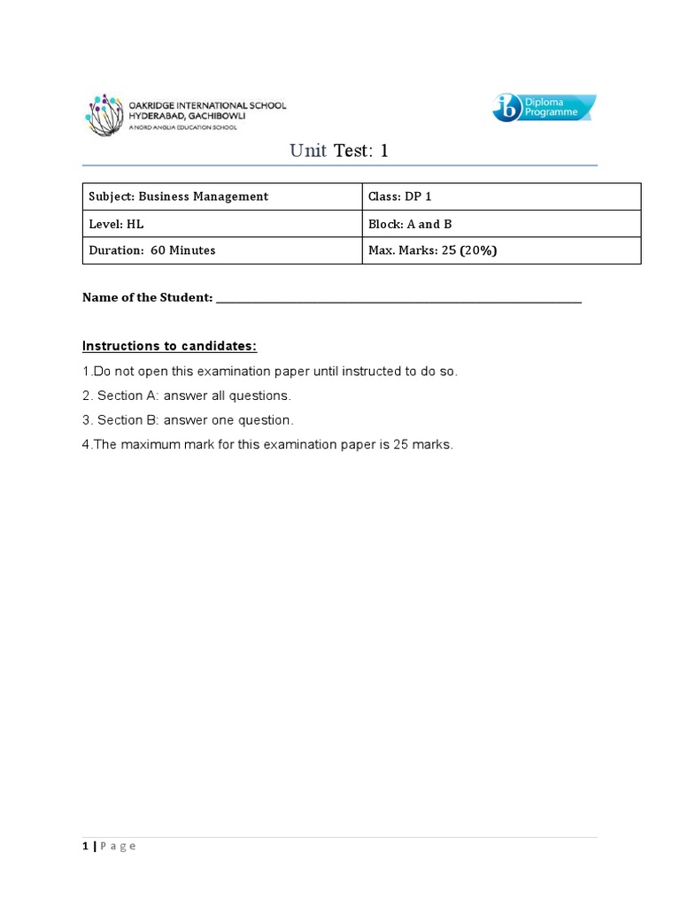 Ut 1 BM Sep2022 QP | PDF | Economies | Business
