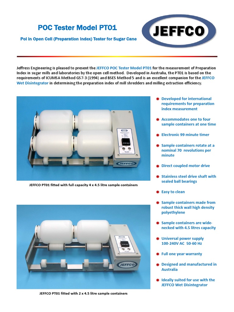 Jeffco Poc Tester Pt01 Datasheet | PDF | Electric Motor | Bearing ...