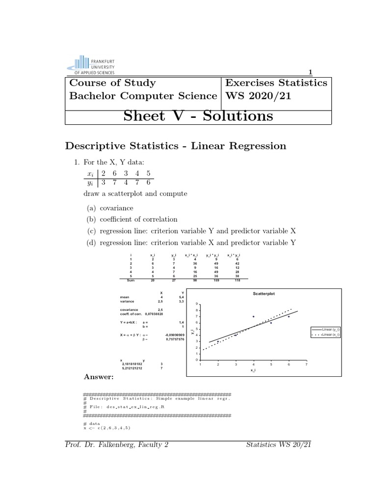 Sheet5 Sol | PDF | Linear Regression | Coefficient Of Determination