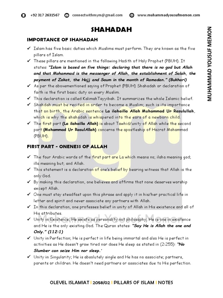 O Level Islamiat Notes by Yousuf Memon | PDF | Prophets And Messengers ...