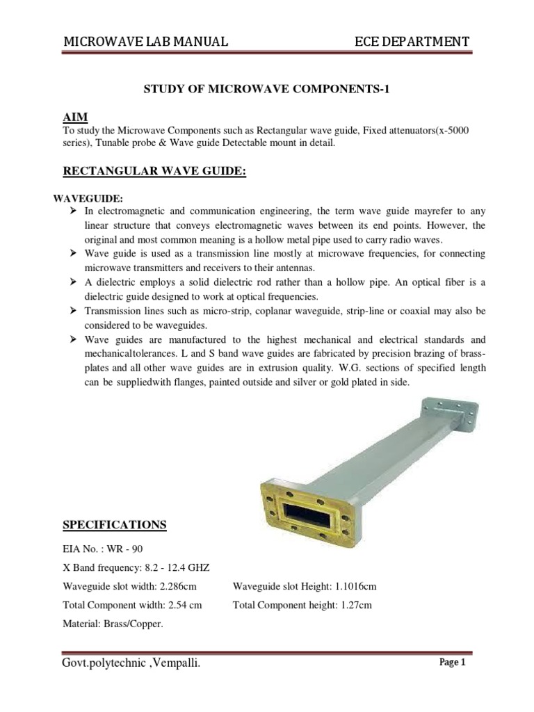 Study of Micro Wave Components-1 | PDF | Waveguide | Microwave