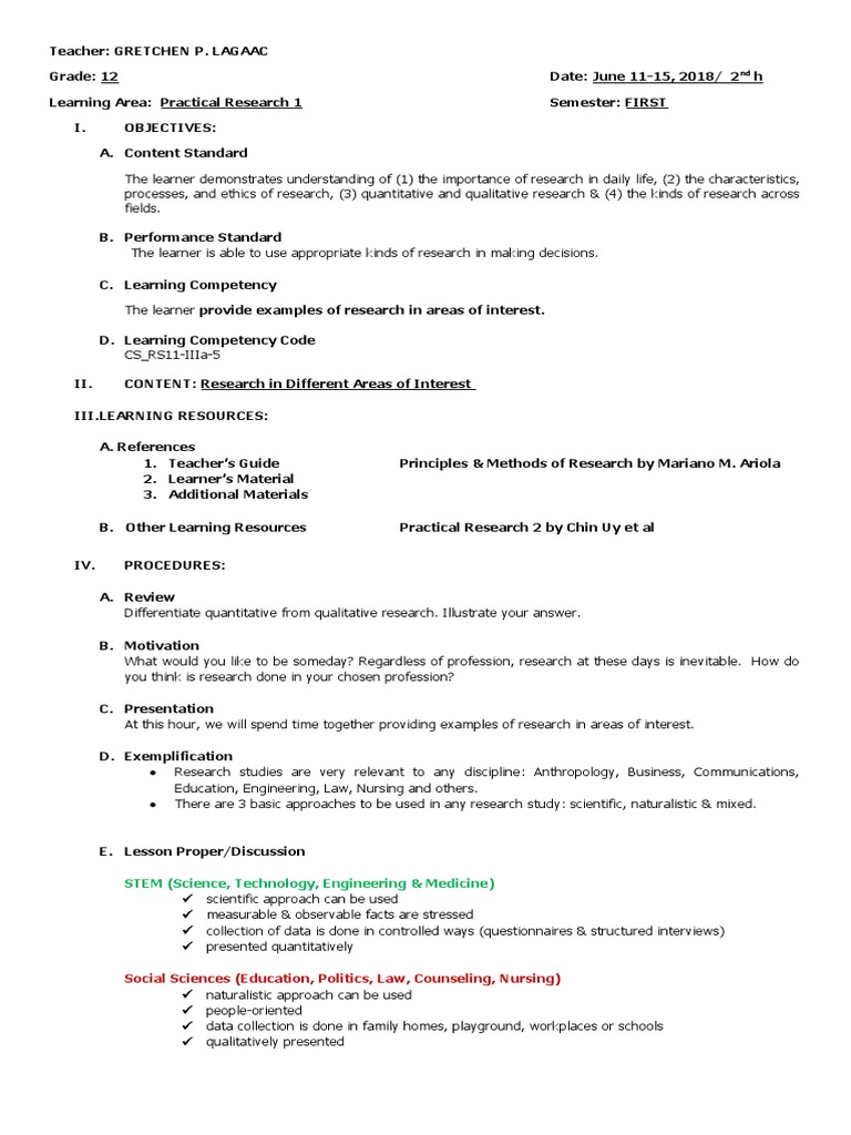 6 PR 1 | PDF | Qualitative Research | Learning