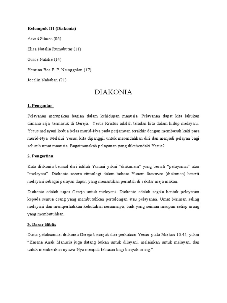 Jenis dan Makna Diakonia dalam Gereja | PDF | Ilmu Sosial | Gaya Hidup