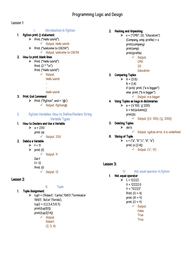 Programming Logic and Design Notes | PDF | Control Flow | Array Data ...