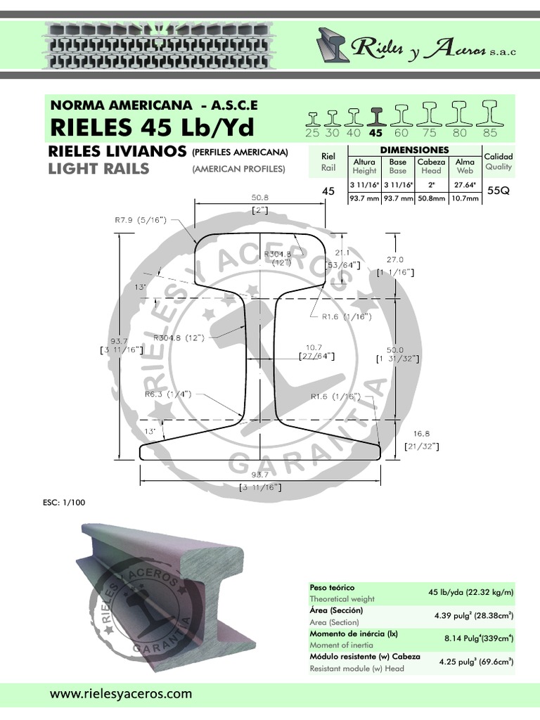 Ficha Rieles ASCE 45 | PDF