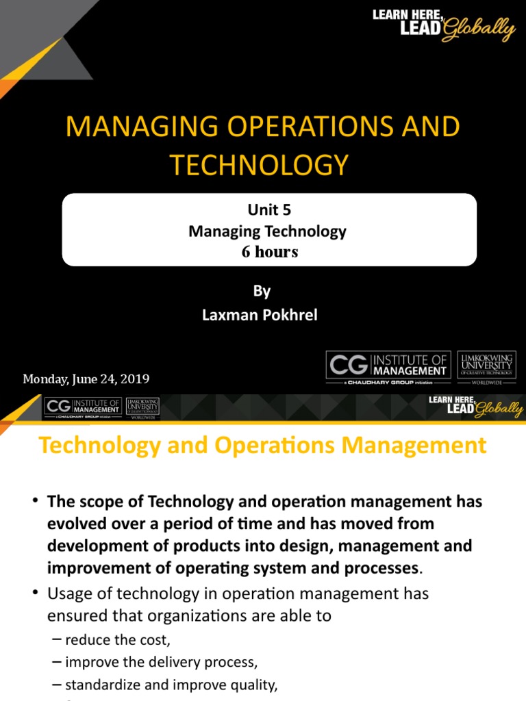 Managing Technological Evolution in Operations: A Guide to Implementing ...