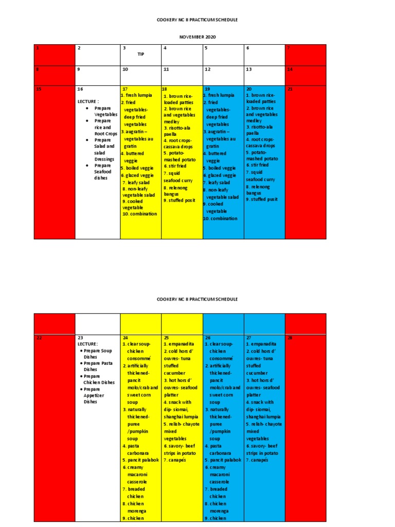 Cookery Training Matrix | PDF | Soup | Regional & Ethnic Food