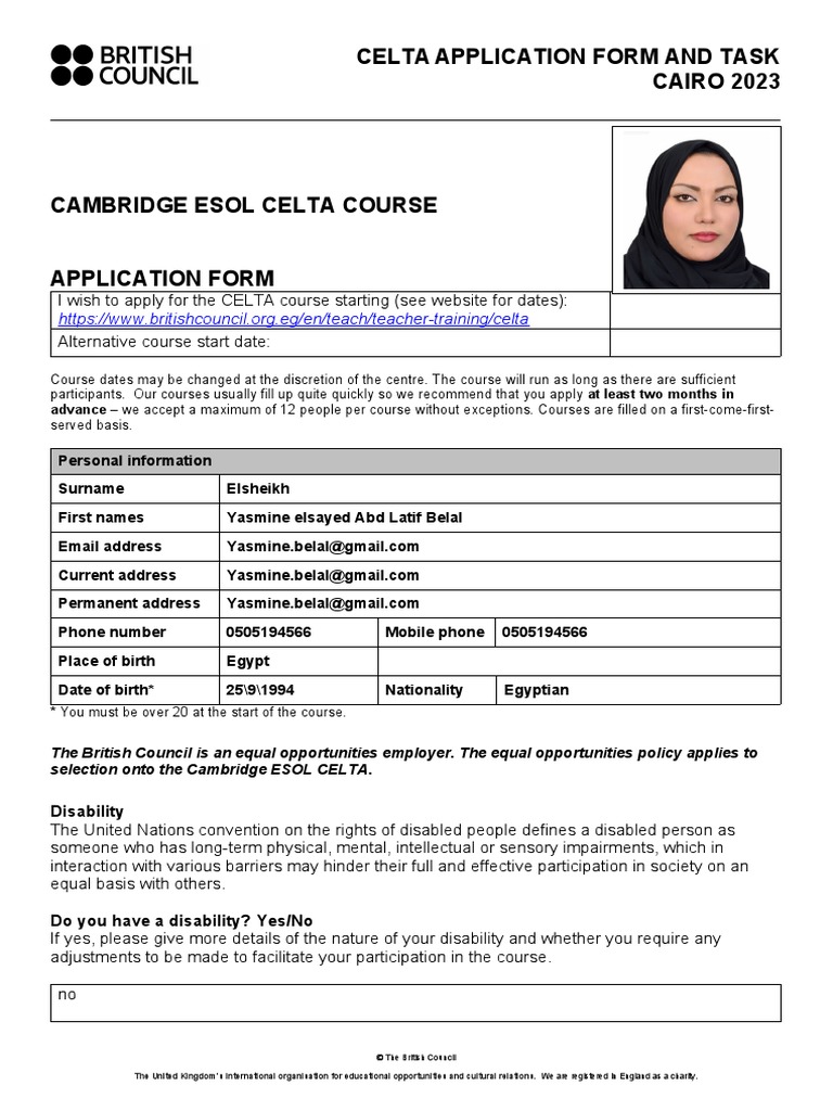 Celta Application 2023 | PDF