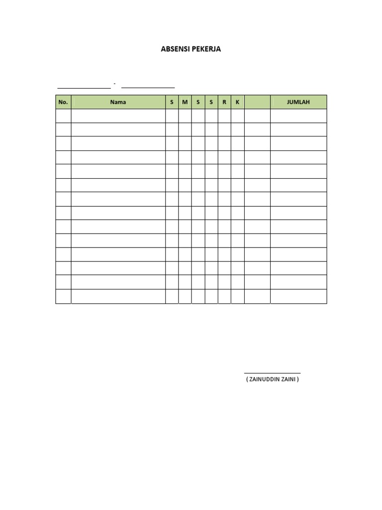 Absensi Pekerja | PDF