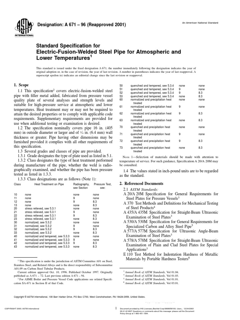 Astm A671 | Download Free PDF | Heat Treating | Pipe (Fluid Conveyance)