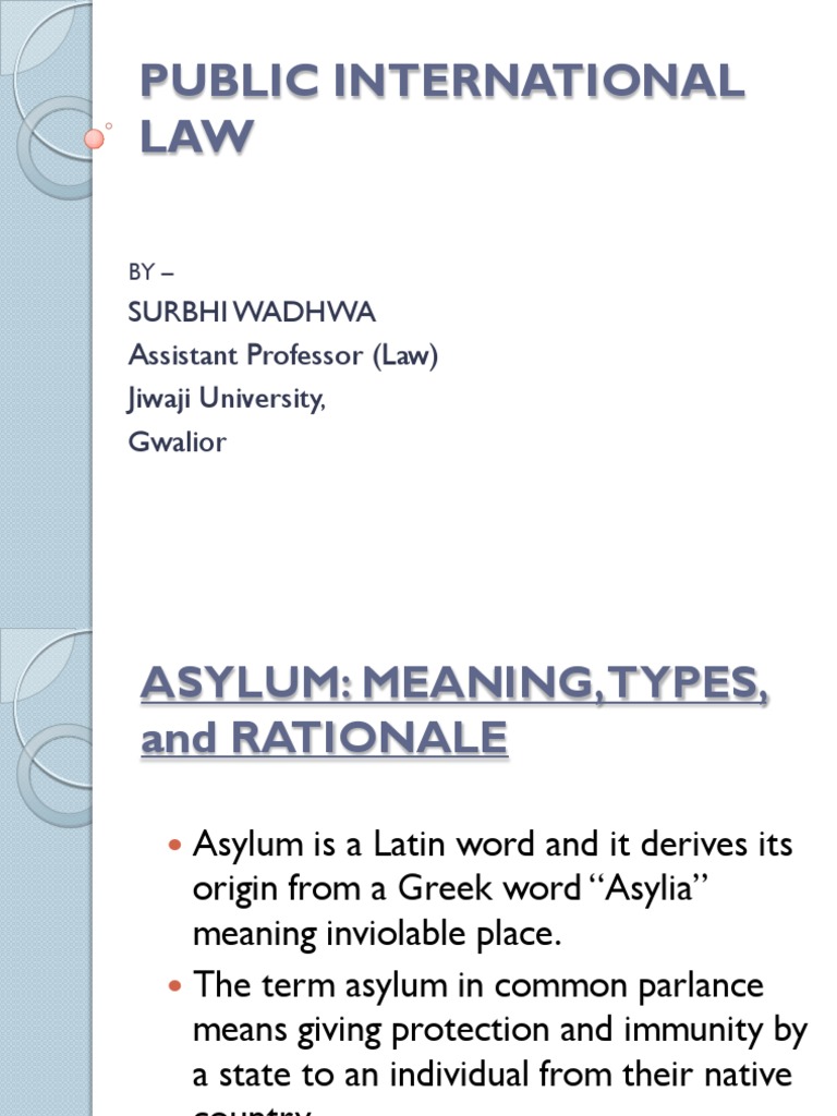 12 - Public International Law - Asylum | PDF | Asylum Seeker | Extradition