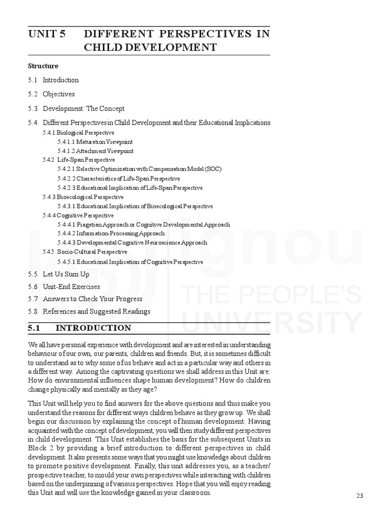 Unit5 Different Perspectives in Child Development | PDF | Attachment ...