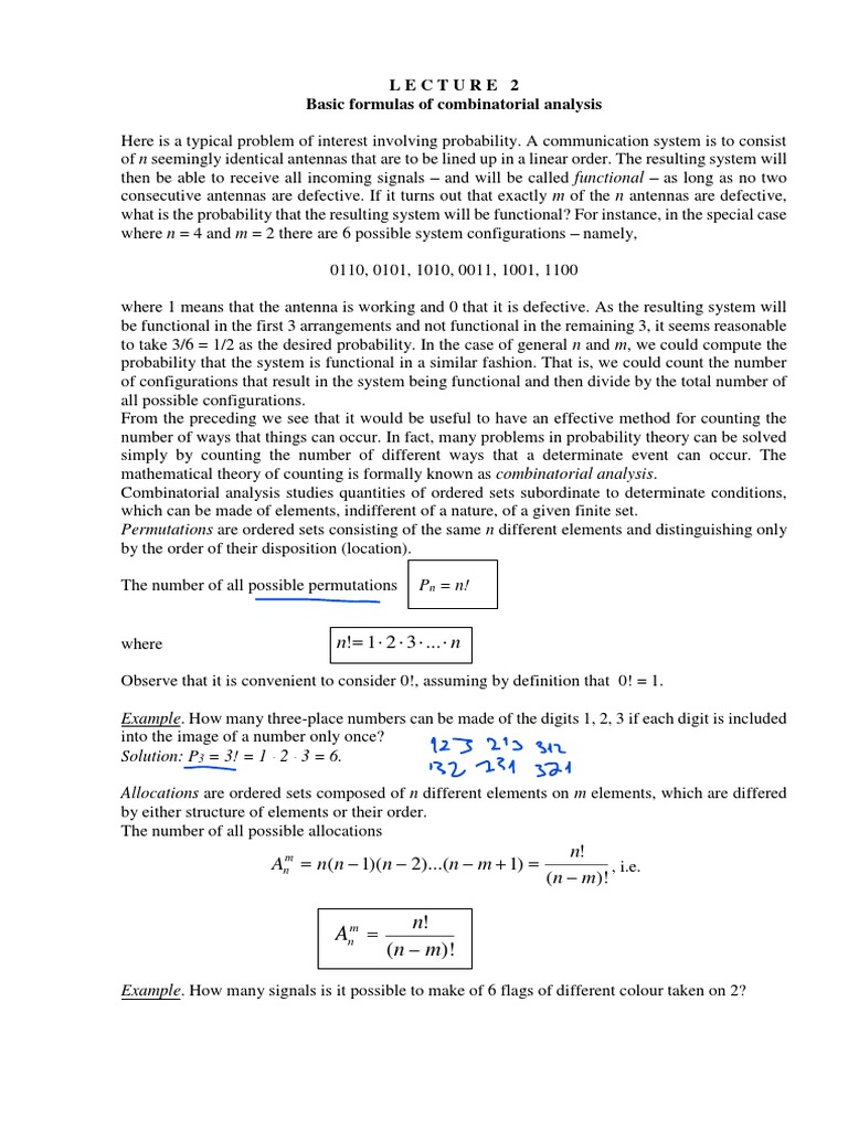 Lecture 2 - STAT - 2022 | PDF | Combinatorics | Mathematical Analysis