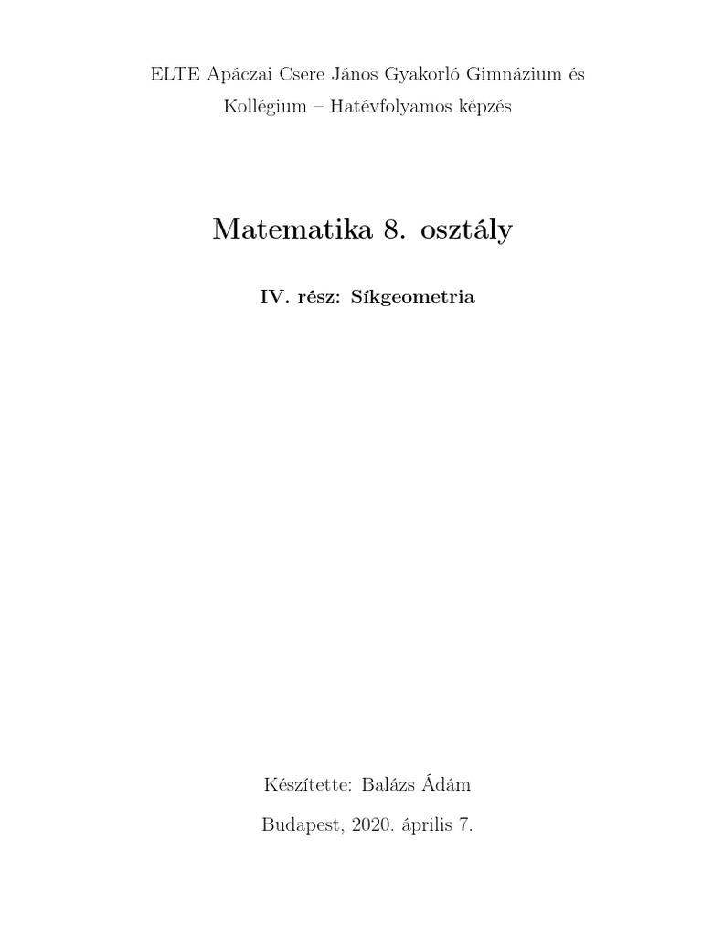 Matematikageo Gyak | PDF