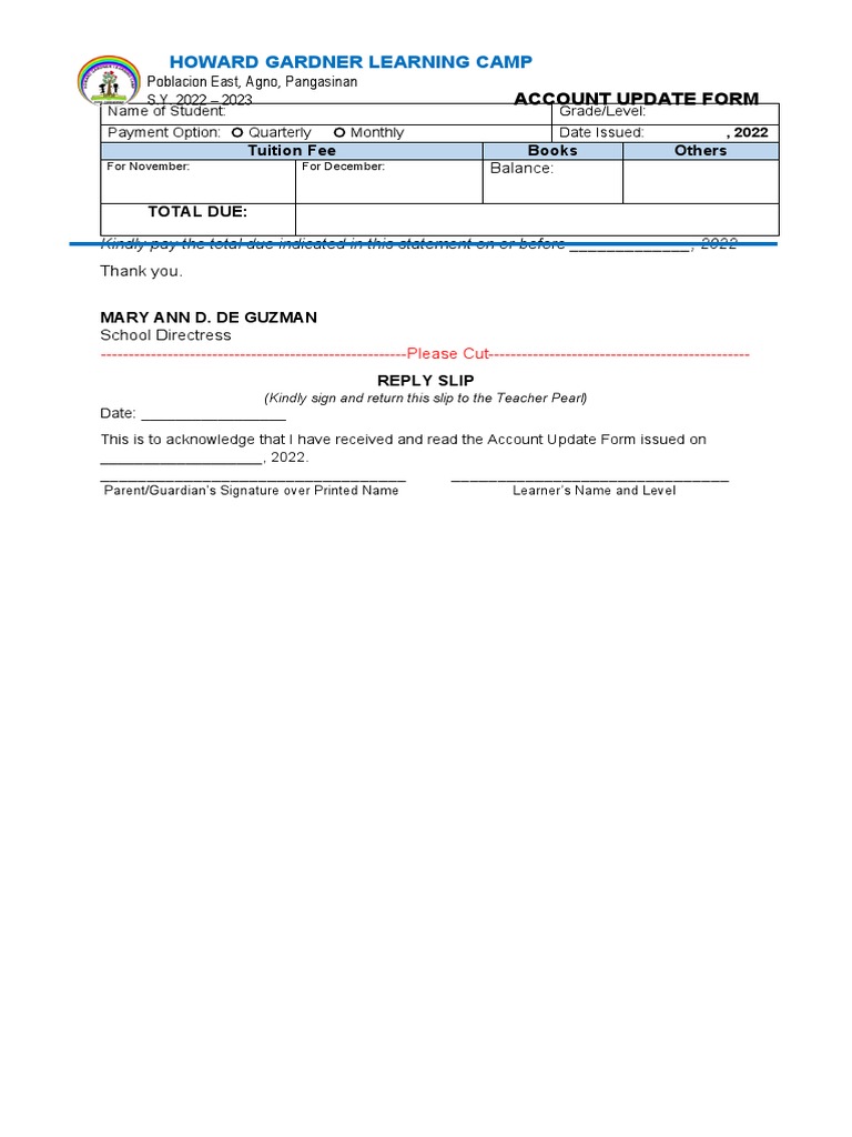 Account Update Form | PDF