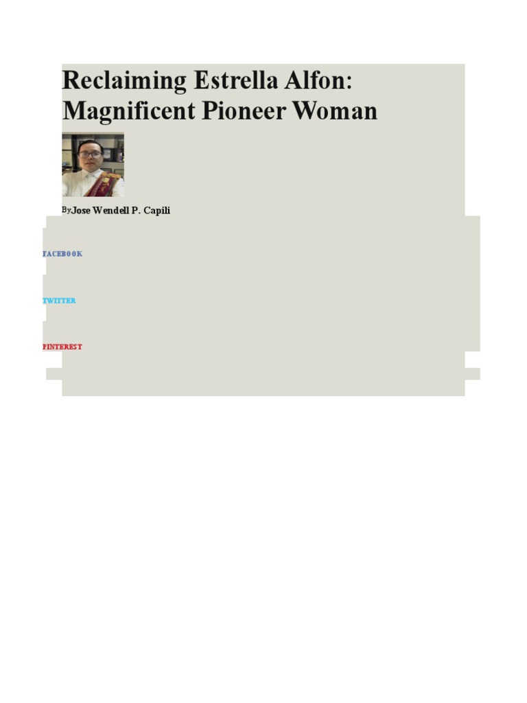 Reclaiming Estrella Alfon Magnificent Pioneer Woman | PDF | Philippines