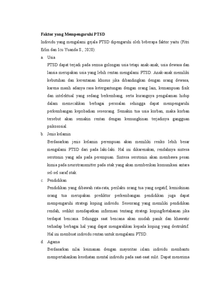 Faktor Yang Mempengaruhi PTSD | PDF
