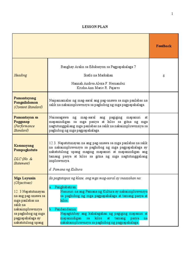 Draft 3 Hernandez Pajares Lesson Plan | PDF