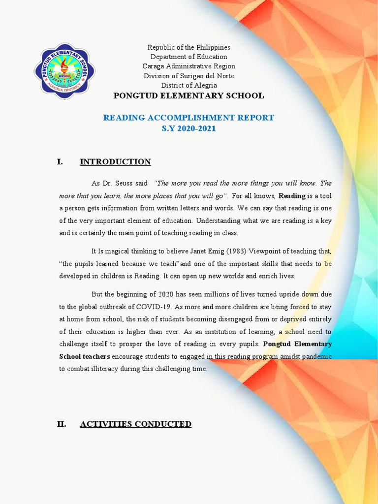 Reading Narrative Report 2021 | PDF | Reading Comprehension | Learning