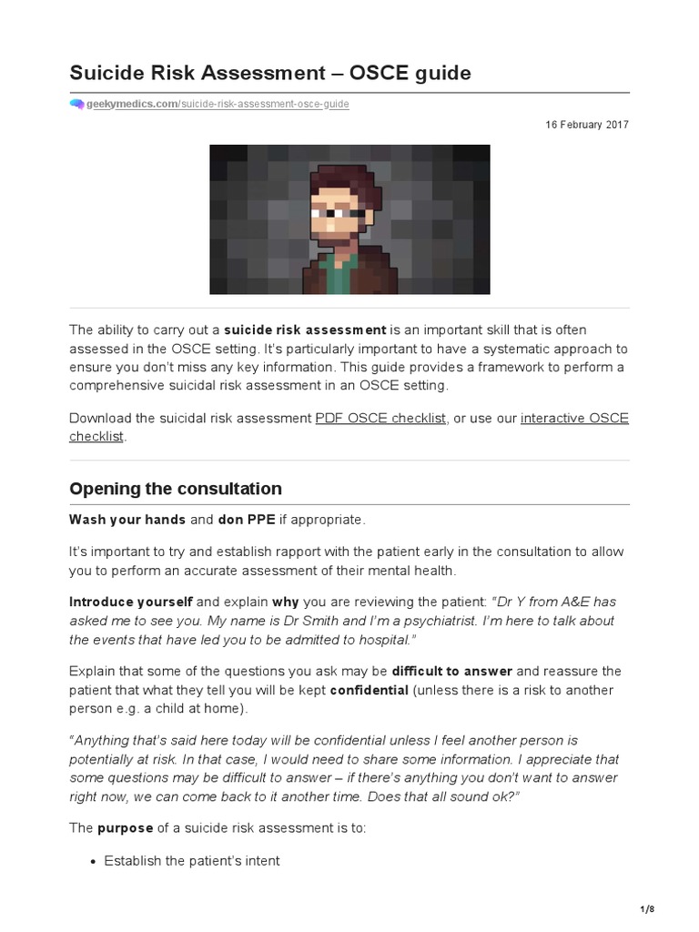 Suicide Risk Assessment | PDF