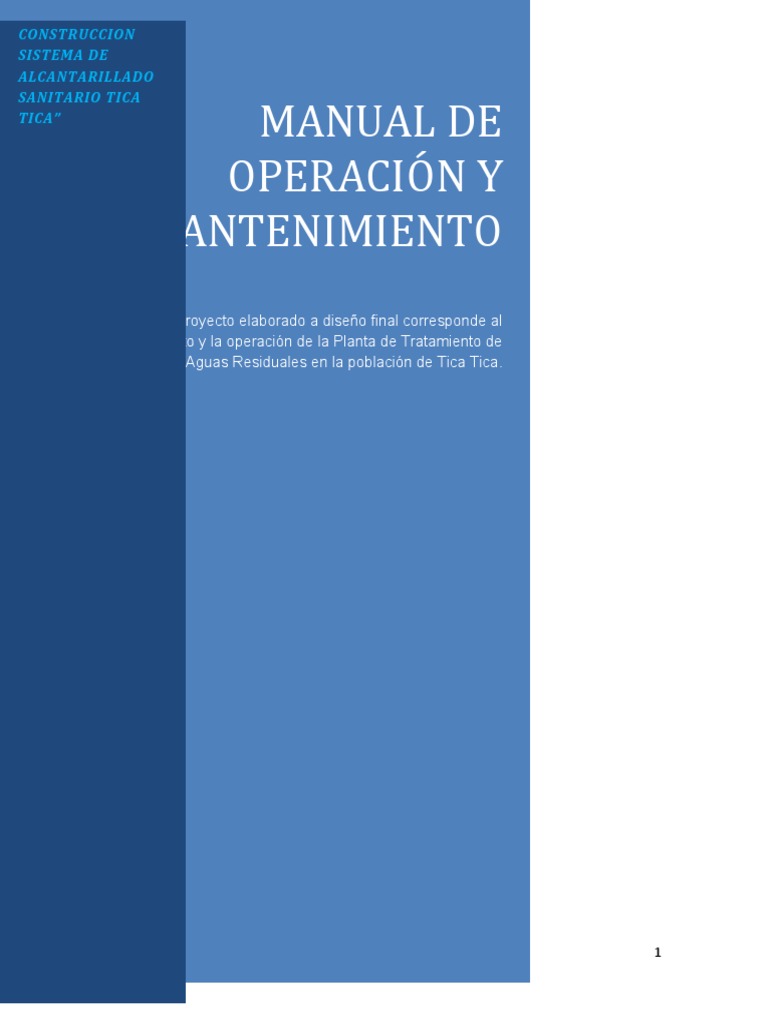 Manual de Operación y Mantenimiento-TICA TICA | PDF | Tanque séptico | Alcantarillado