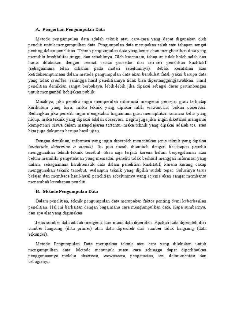 Pengumpulan Data Penelitian | PDF