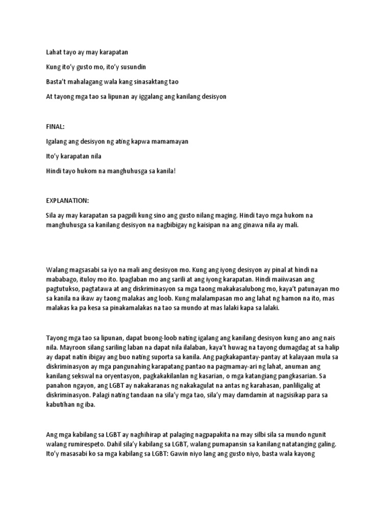 Ap 10 Module 1 Kasarian at Seksuwalidad Slogan and Sanaysay | PDF